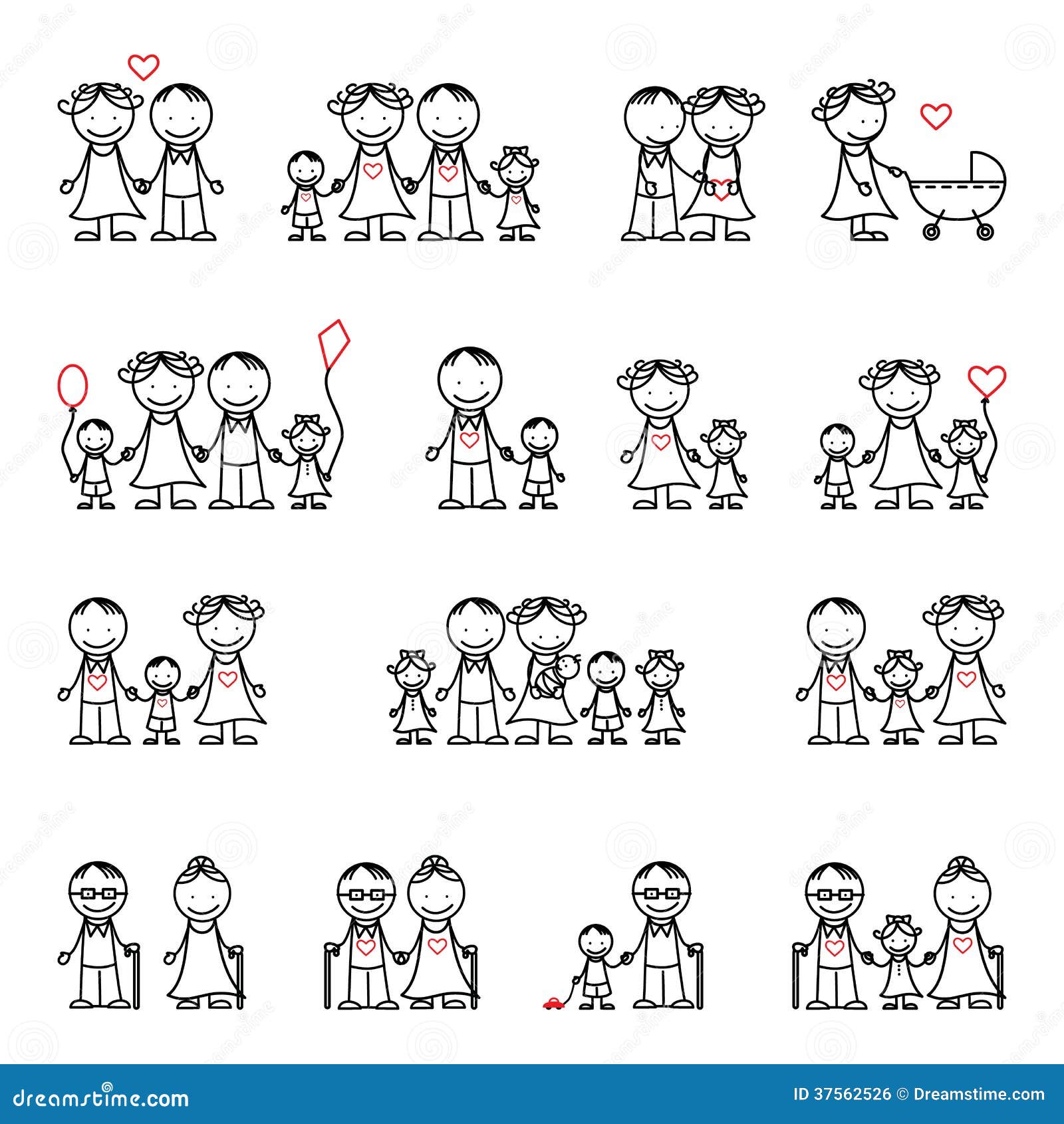 Rodzinny rysunku set ilustracja wektor. Ilustracja złożonej z rodzina ...