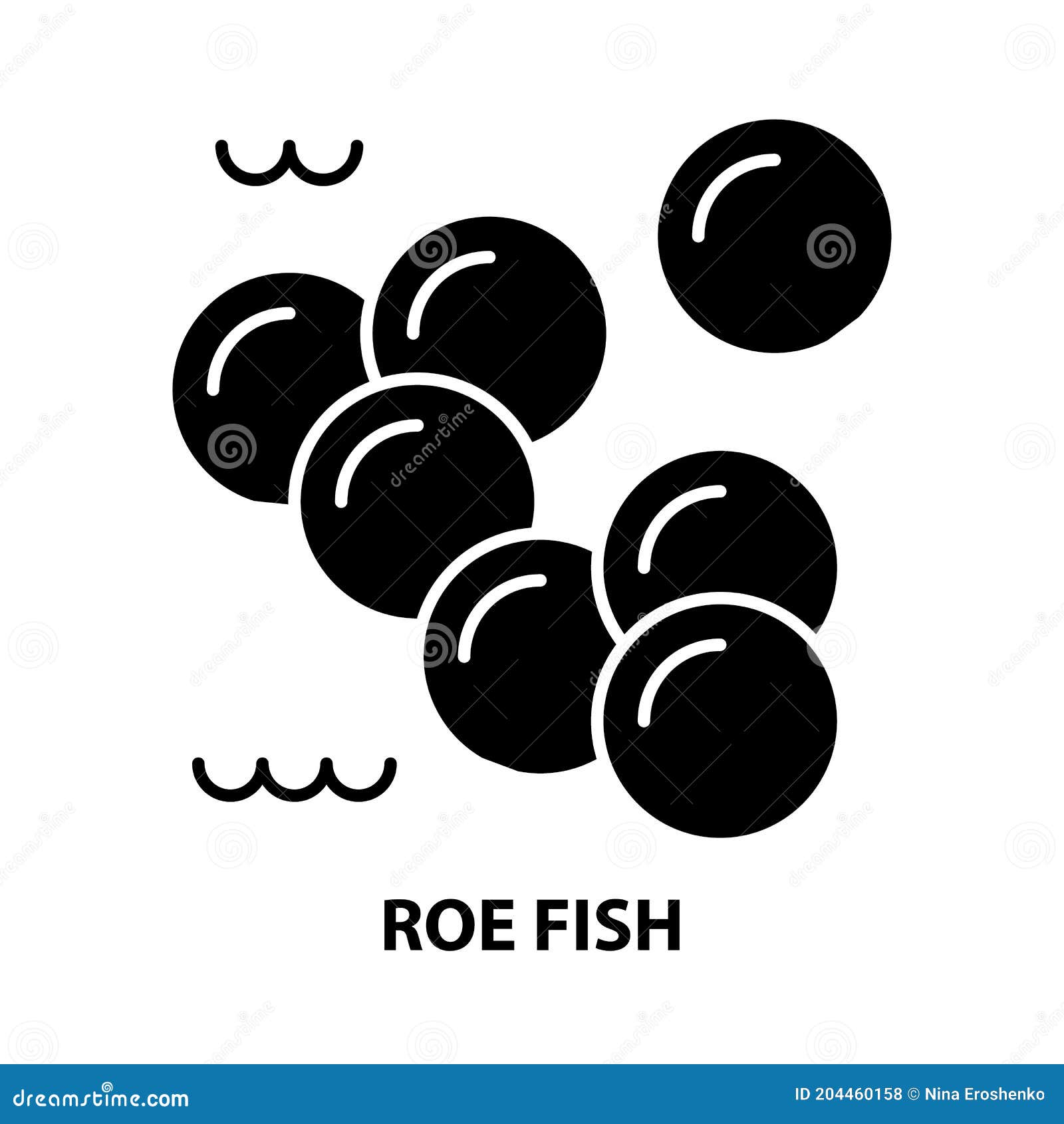Roe Fish Icon, Black Vector Sign with Editable Strokes, Concept ...