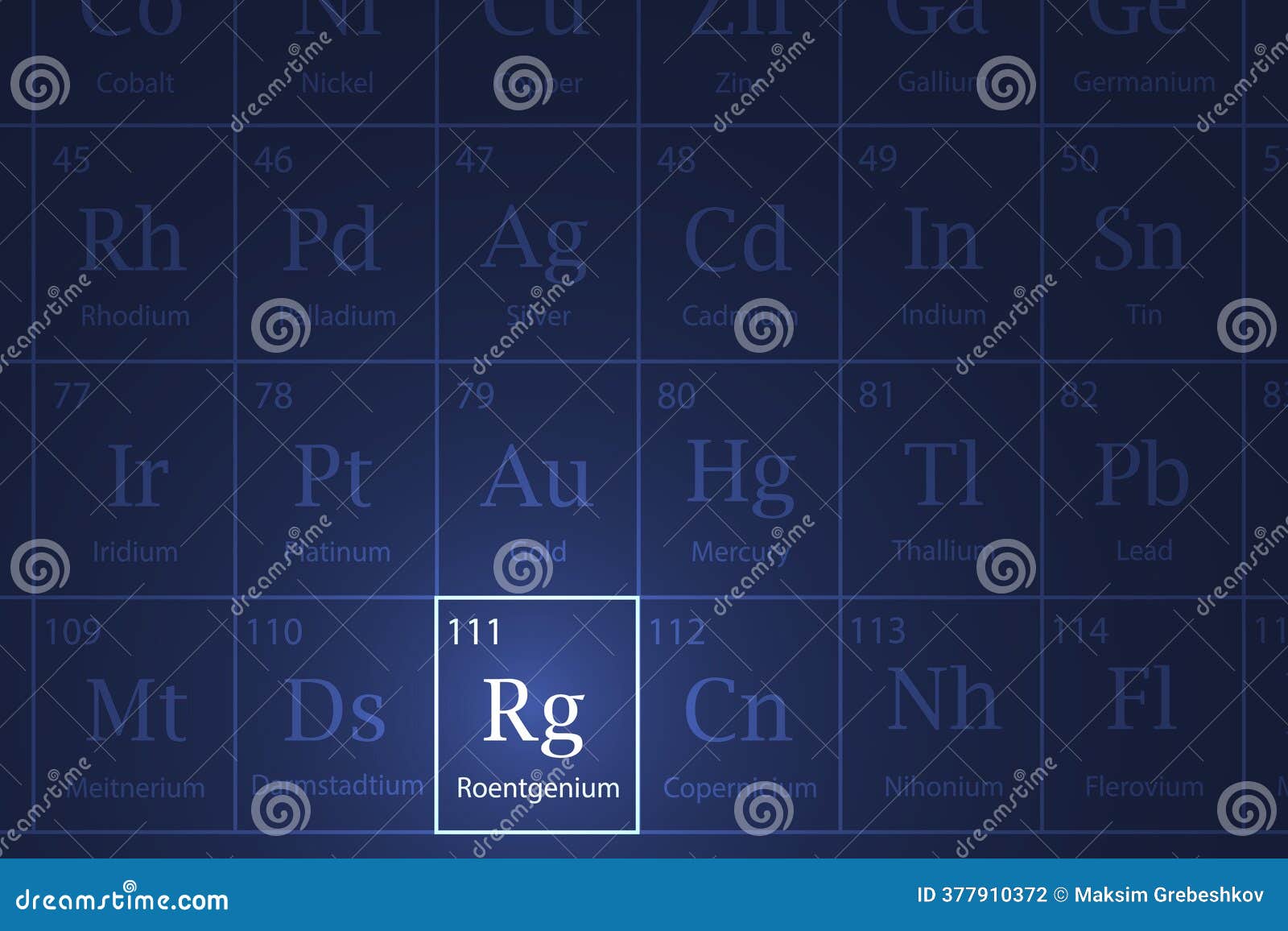 Roentgenium, Rg, Periodic Table Element Stock Photography ...