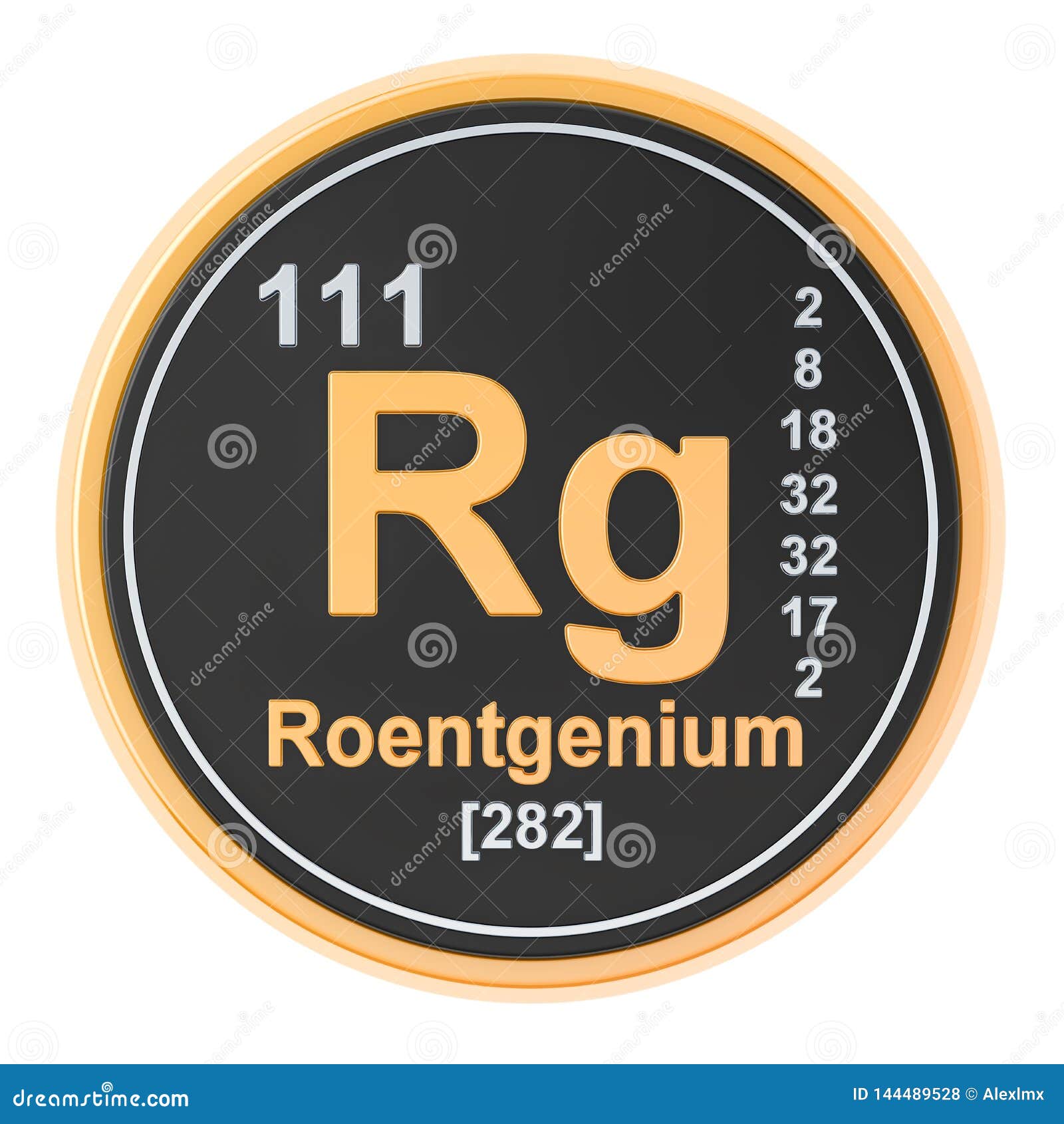 Roentgenium Rg Chemical Element. 3D Rendering Stock Illustration ...