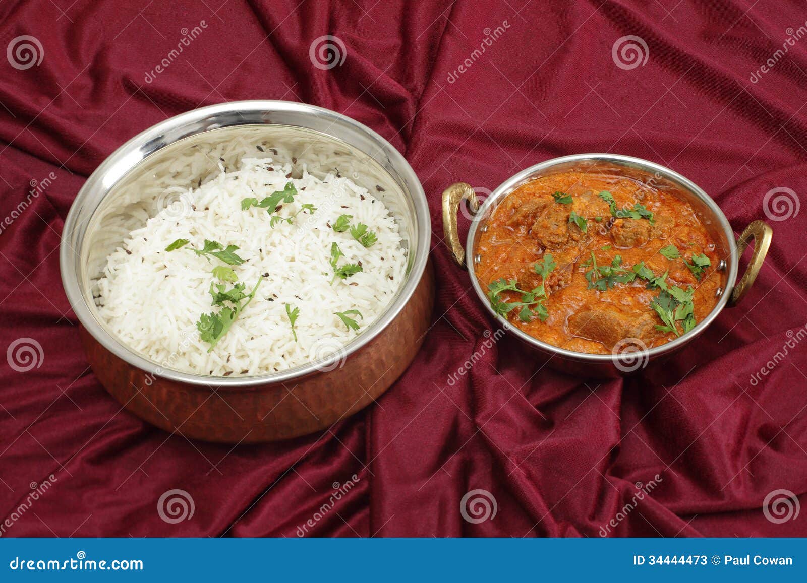 Rogan Josh and Rice Horizontal Stock Image - Image of view, tomato ...