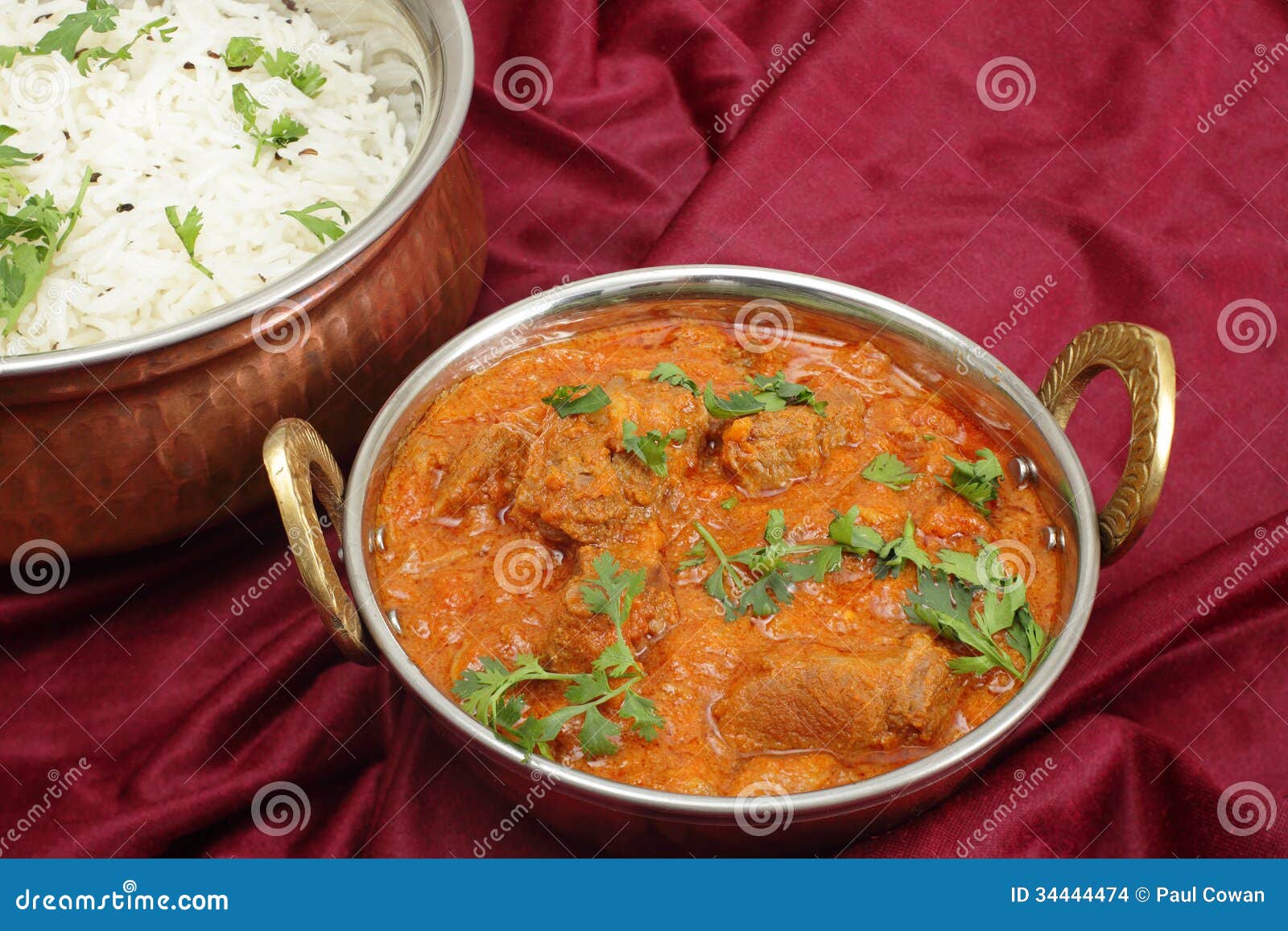 Rogan josh and rice stock photo. Image of meat, jeera - 34444474