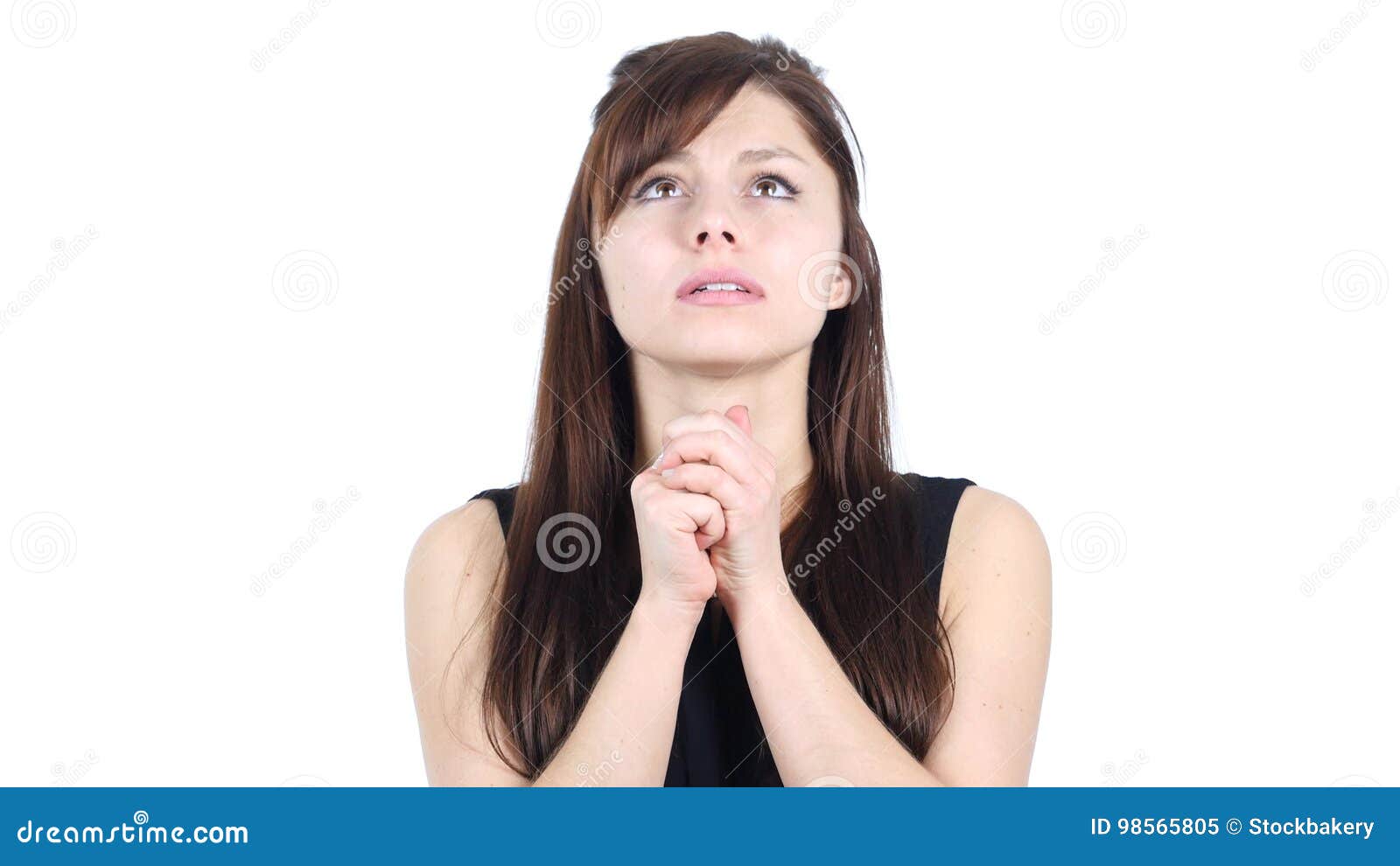 Rogando a Dios, Chica Joven, Fondo Blanco Imagen de archivo - Imagen de ...