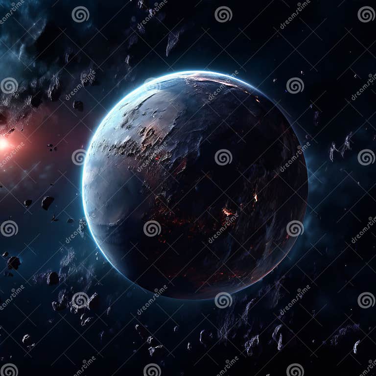 A Rogue Planet Drifting through Space Its Desolate Surface Devo Stock ...