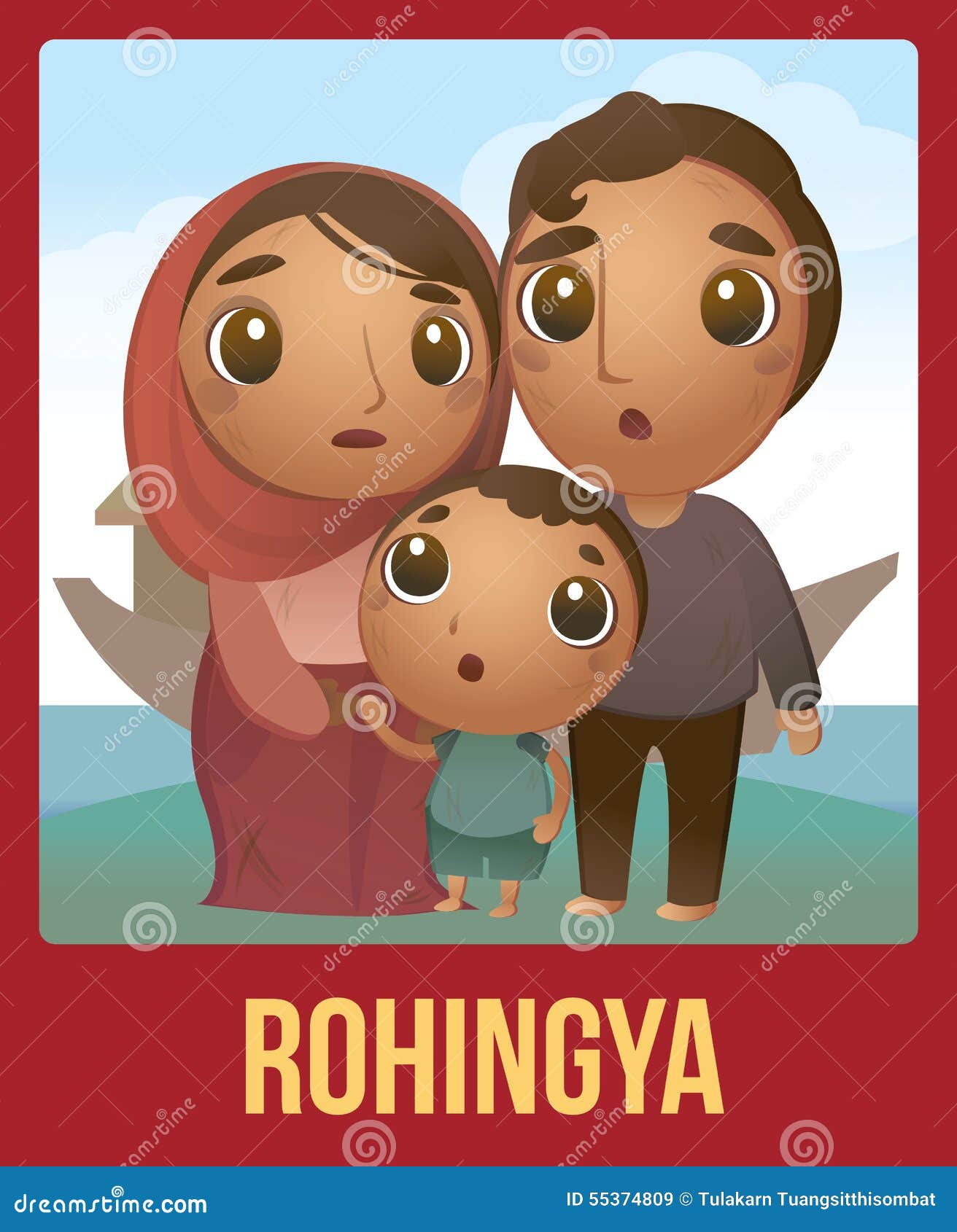 Rohingya family stock vector. Illustration of ocean, forgotten - 55374809