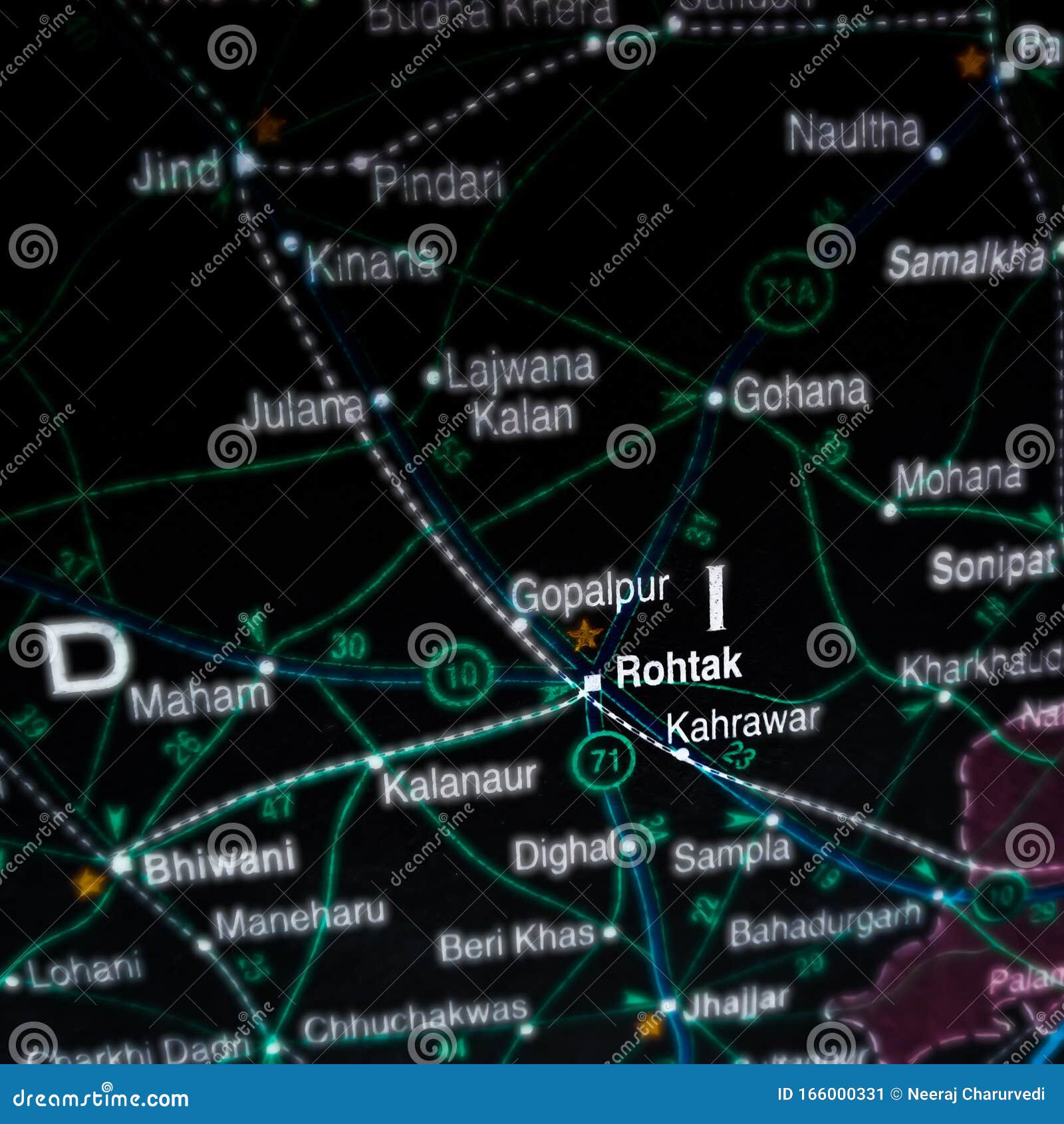 Rohtak City Name Displayed on Geographic Map in India 库存图片 - 图片 包括有 透露 ...