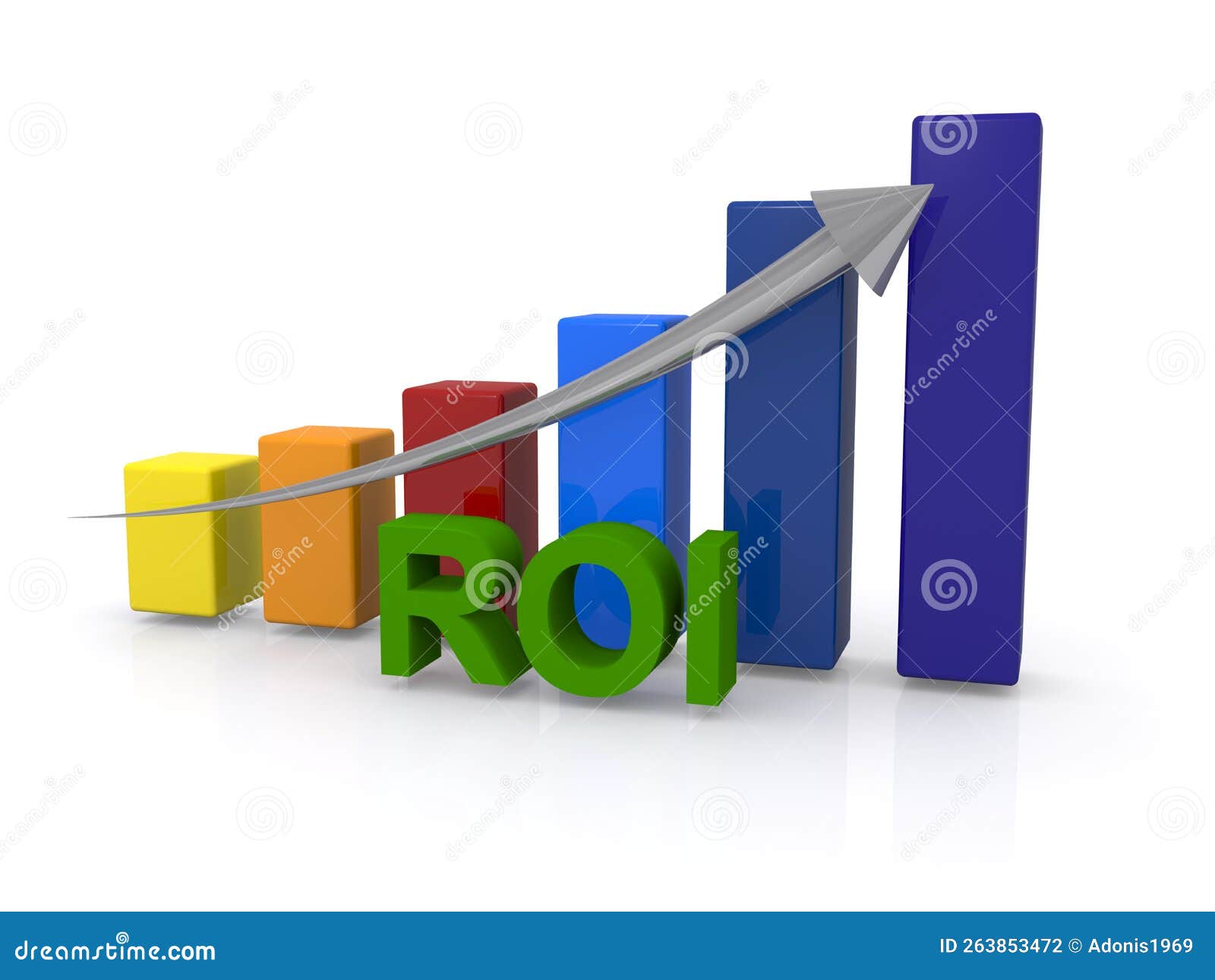Roi with Bar Graph on White Stock Illustration - Illustration of ...