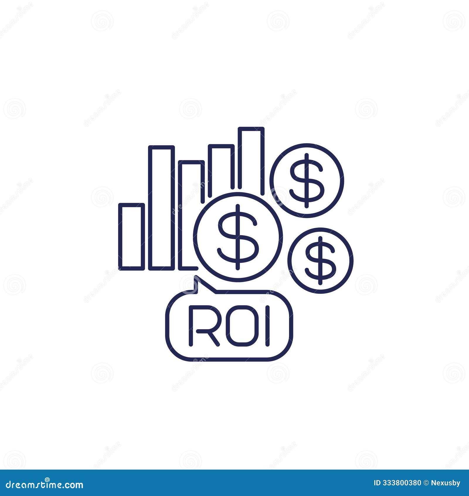 ROI Icon, Return on Investment Line Vector Stock Illustration ...