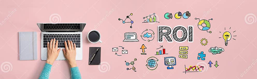 ROI with Person Using Laptop Stock Photo - Image of financial, finance ...