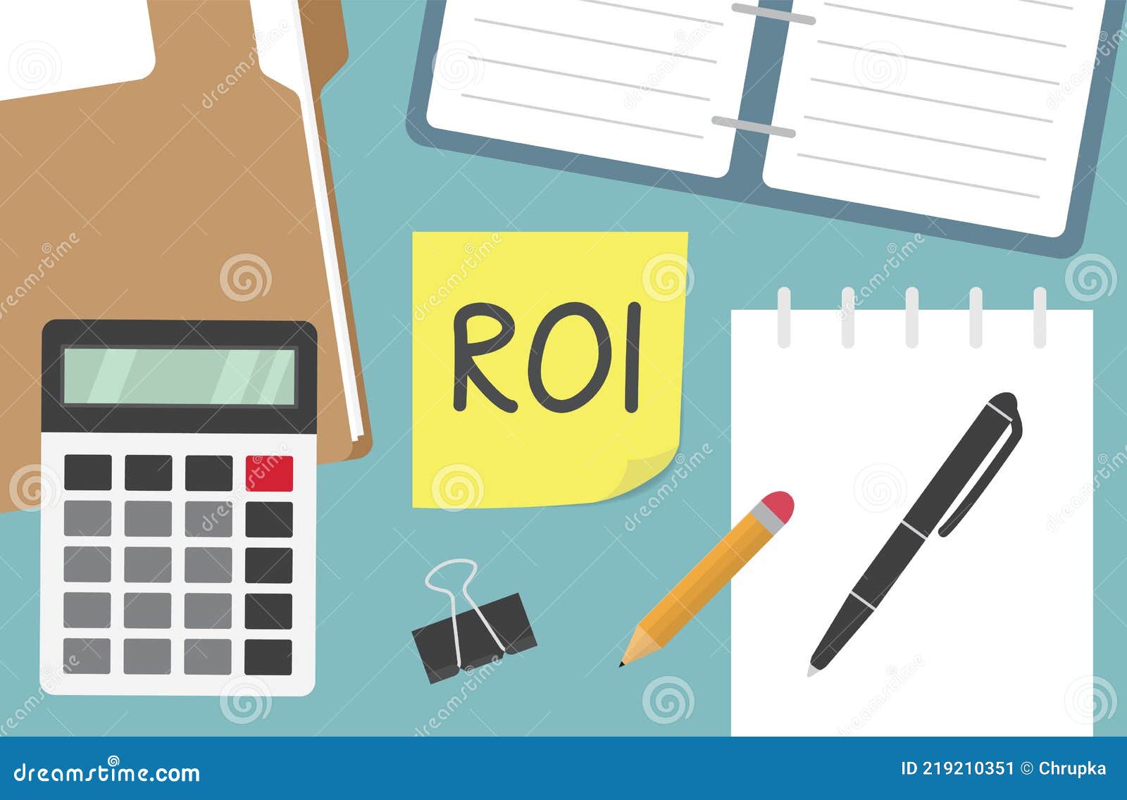 ROI Return on Investment Written on Yellow Sticky Note Stock Vector ...