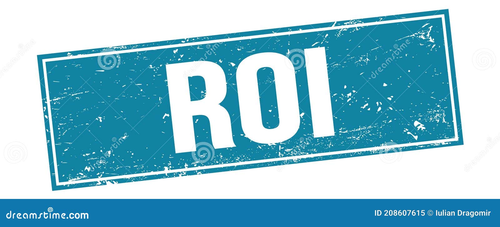 ROI Text on Blue Grungy Rectangle Stamp Stock Illustration ...