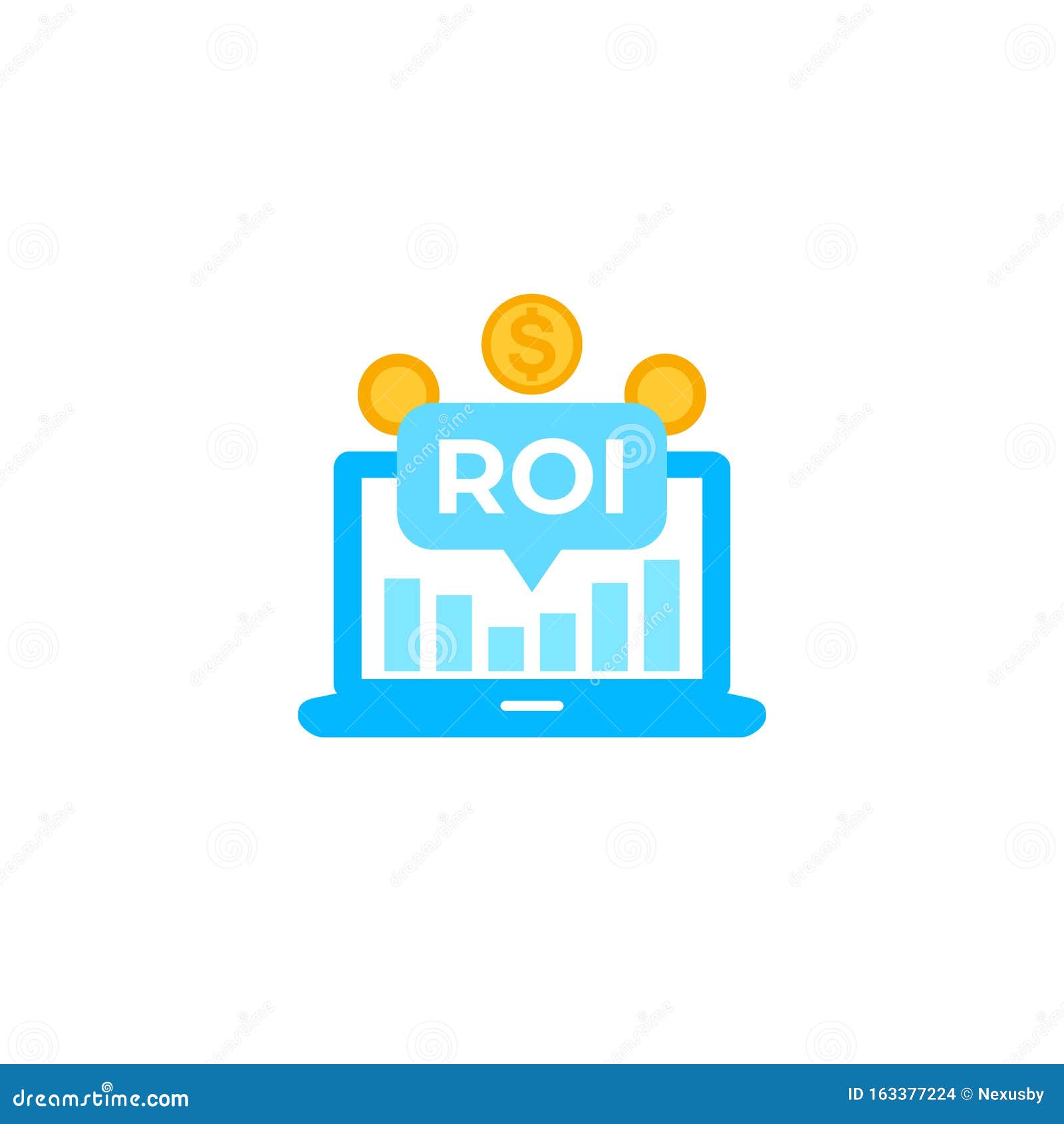 ROI Vector Icon with Laptop and Coins Stock Vector - Illustration of ...