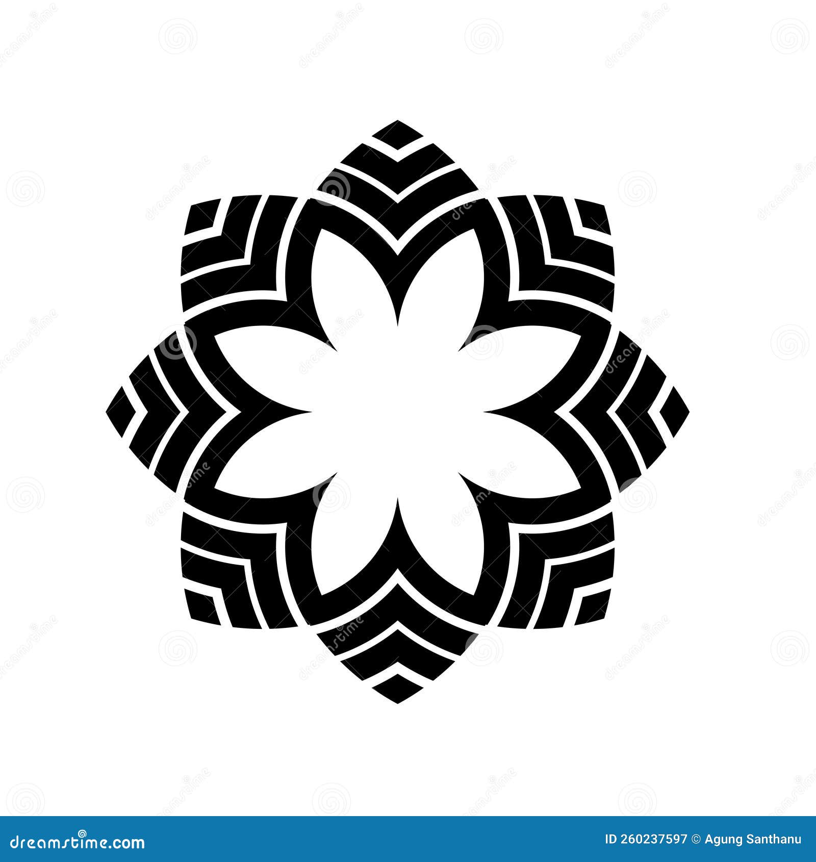 Geometric Flower or Lotus Shaped Mandala. Stylized Circular Curves ...