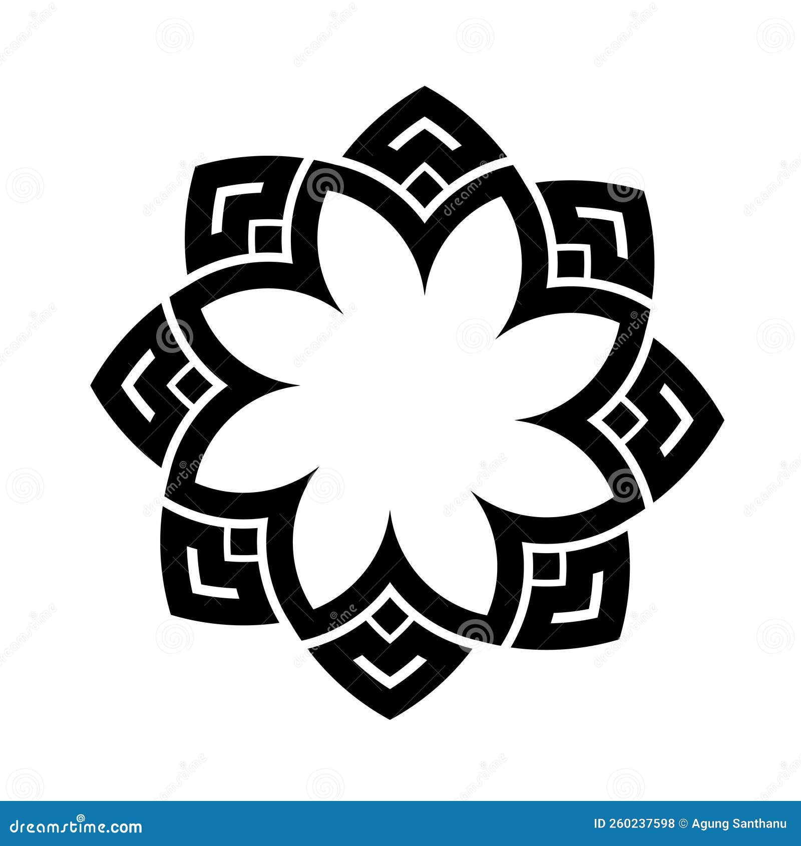 Geometric Flower or Lotus Shaped Mandala. Stylized Circular Curves ...