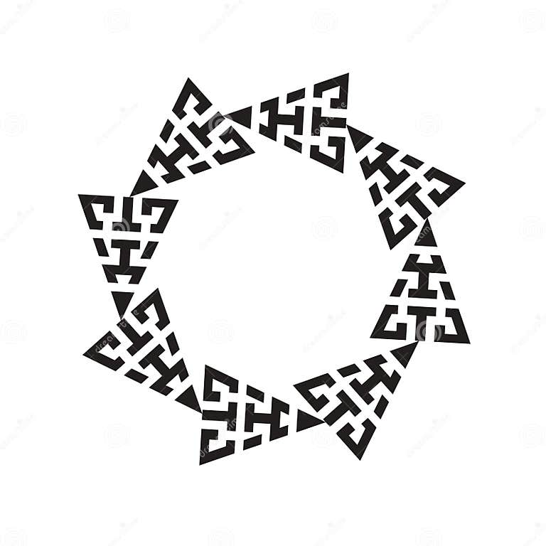 Geometric Circle Ornamental Element. Celtic Maze Ornament. Tribal ...