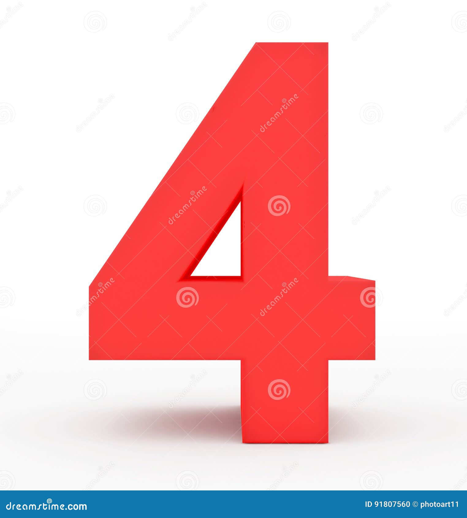 Rojo 3d Del Número 4 En Blanco Stock de ilustración - Ilustración de ...