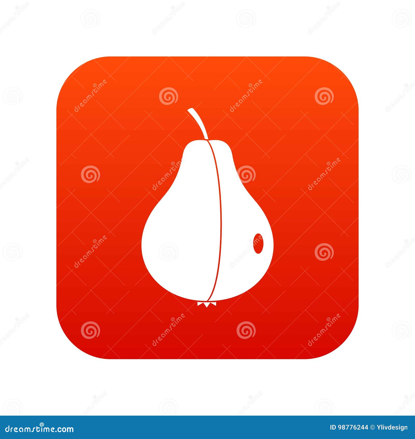 Rojo Digital Del Icono Entero De La Pera Ilustración del Vector ...