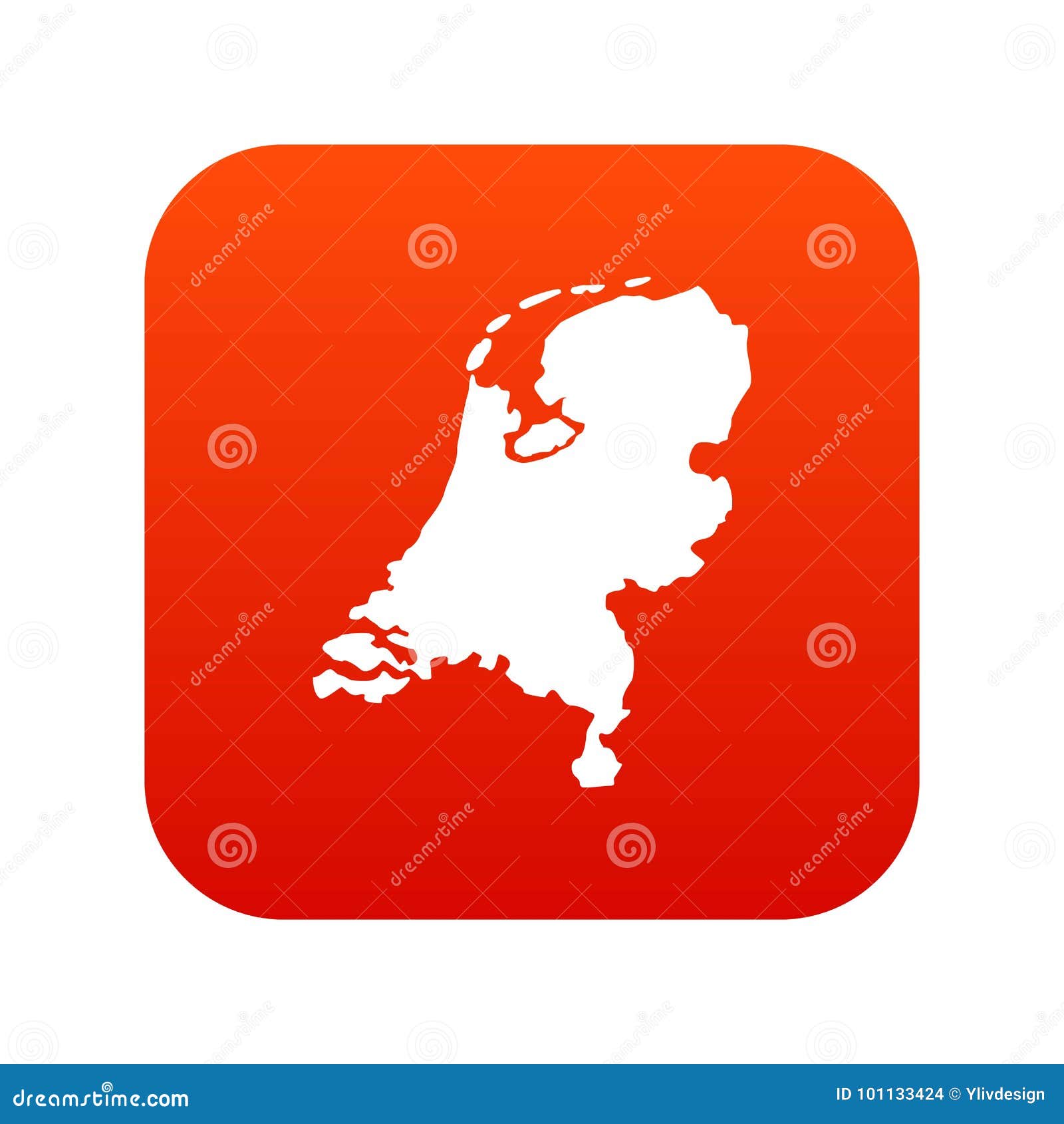 Rojo Digital Del Icono Del Mapa De Holanda Ilustración del Vector ...