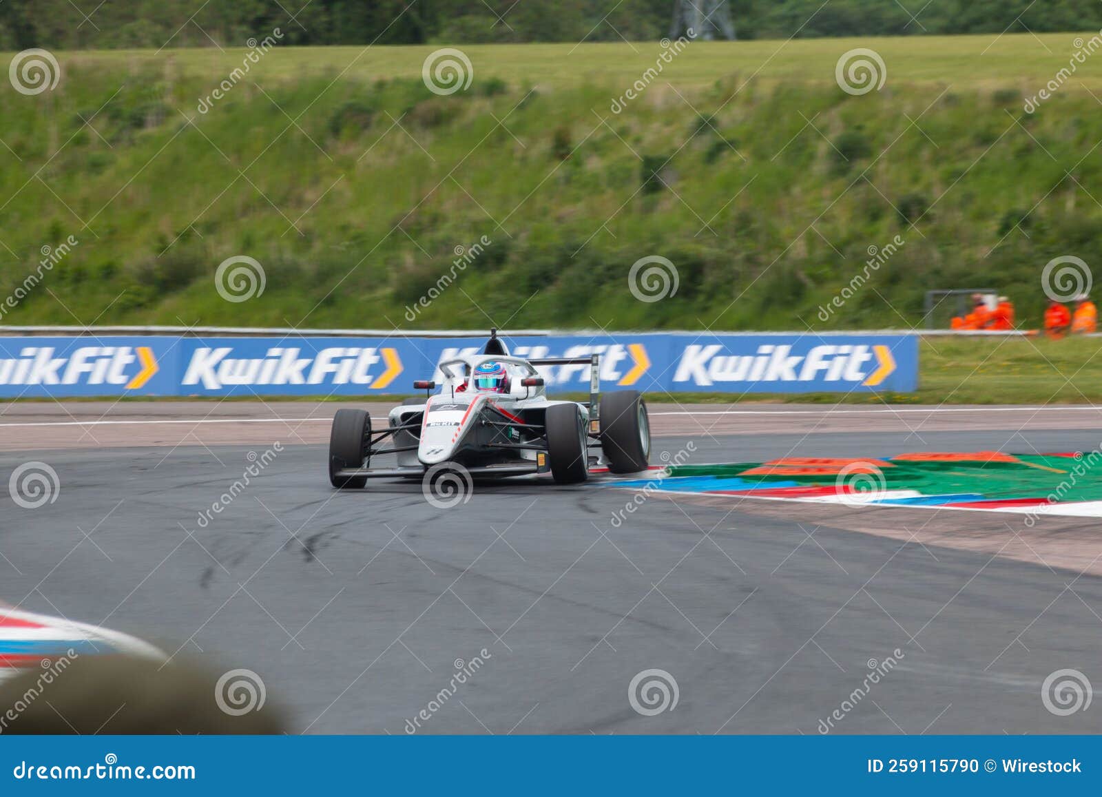 Rokit F4 Championship Car Cornering On The Track At Thruxton Editorial