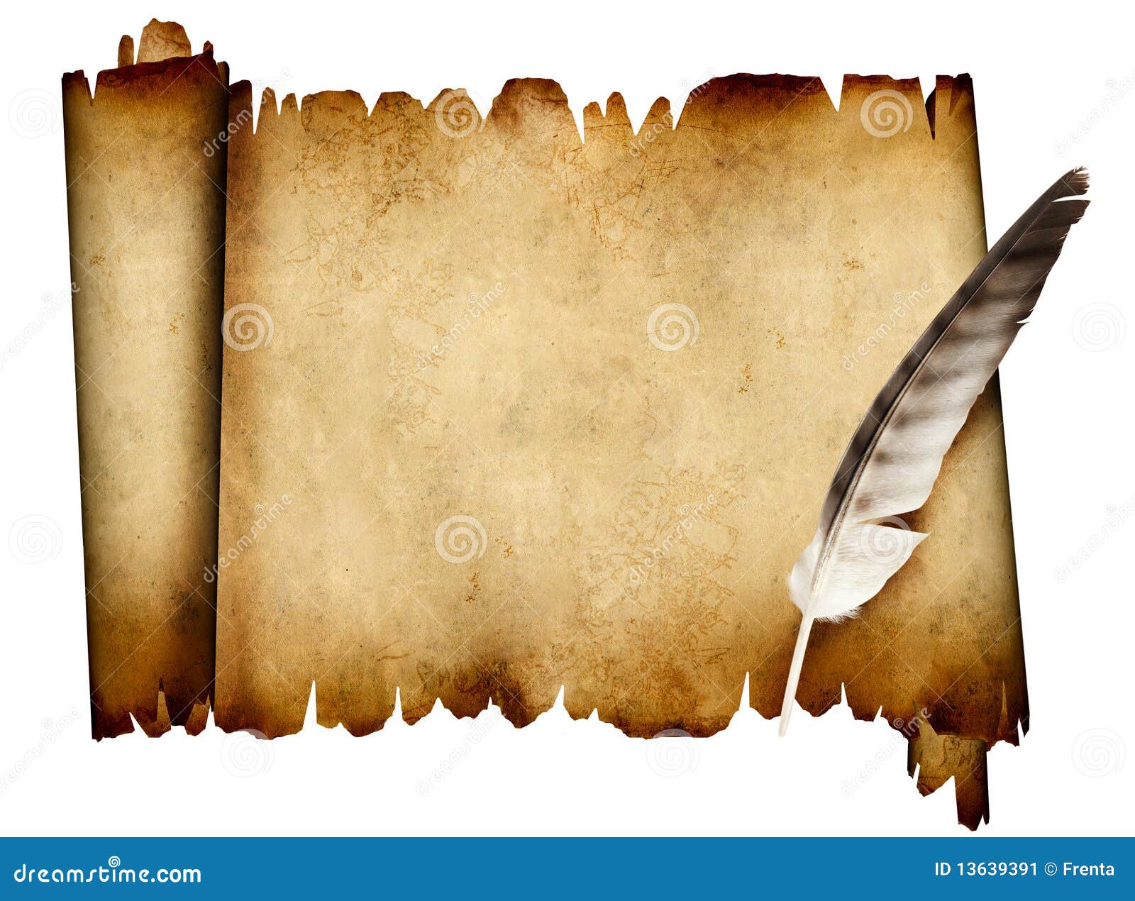 Rol van perkament en veer stock illustratie. Illustration of decoratie ...