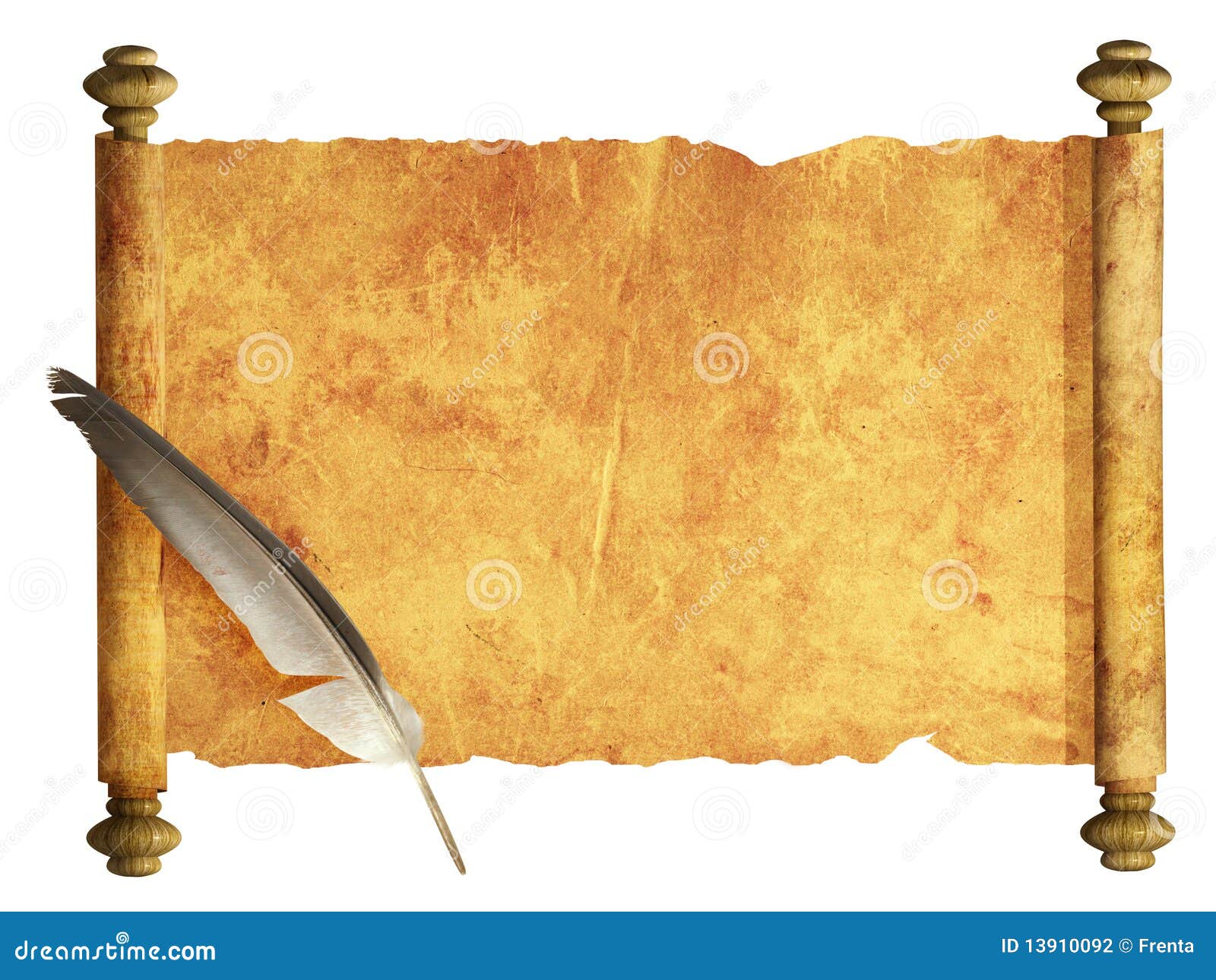 Rol van perkament en veer stock foto. Image of brief - 13910092