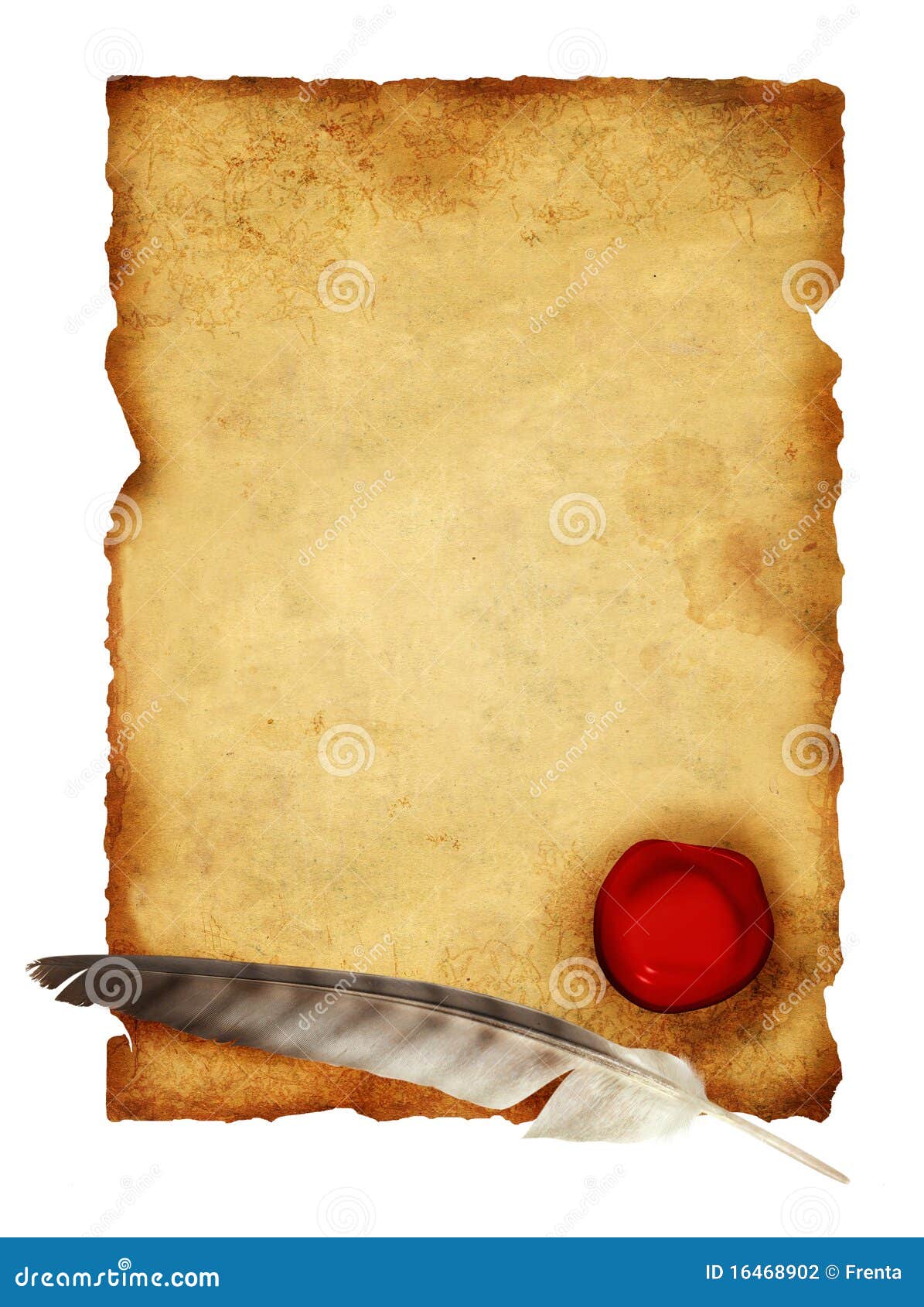 Rol van perkament en veer stock illustratie. Illustration of bevlekt ...