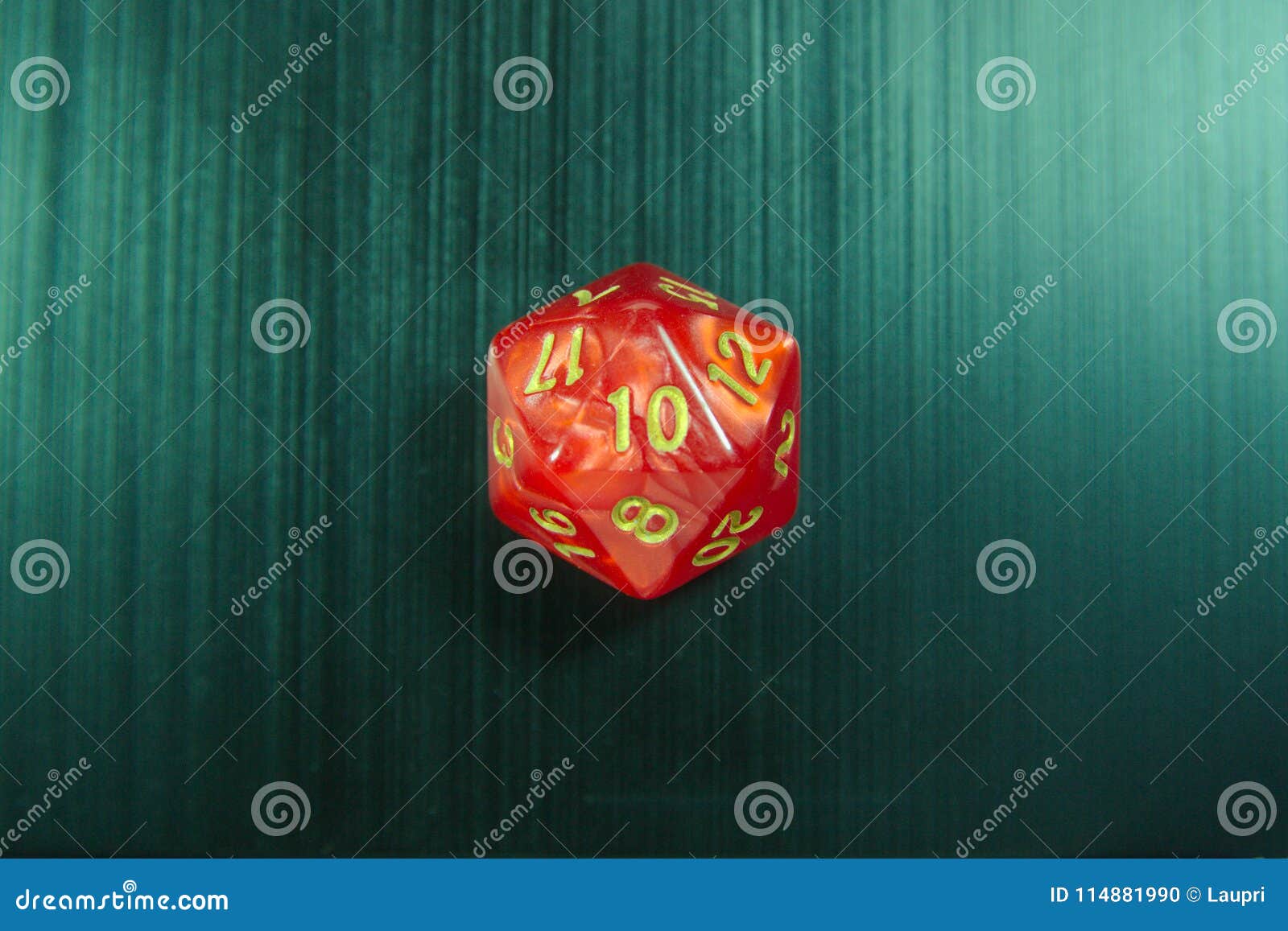 A Role Dice with Green Textured Background Stock Photo - Image of ...