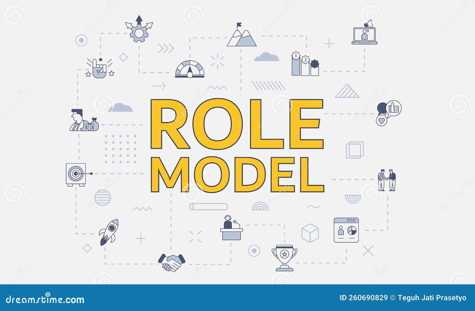 Role Model Concept with Icon Set with Big Word or Text on Center Stock ...
