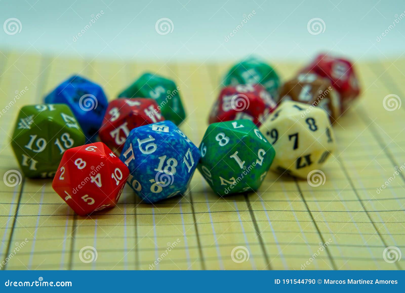 Role-playing Board with Several Colored Dice Stock Photo - Image of ...