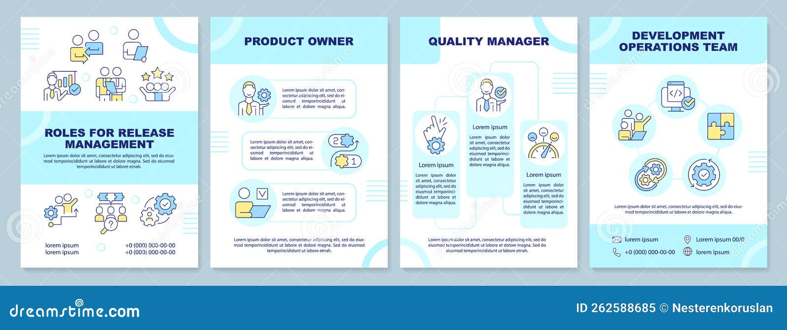 Roles for Release Management Blue Brochure Template Stock Vector ...
