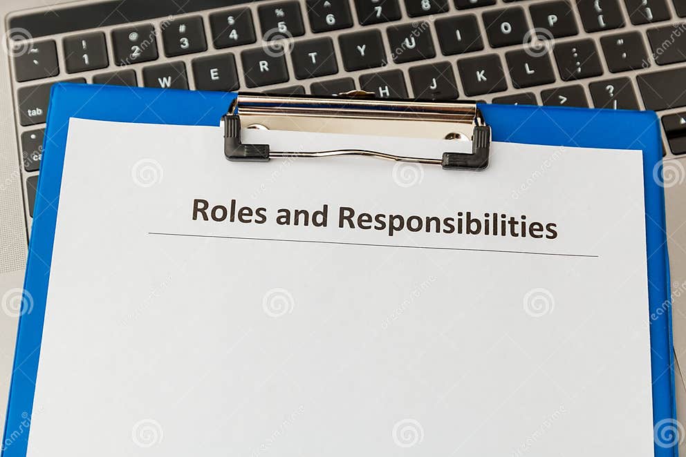 Roles and Responsibilities Document in the Tablet at the Laptop on the ...