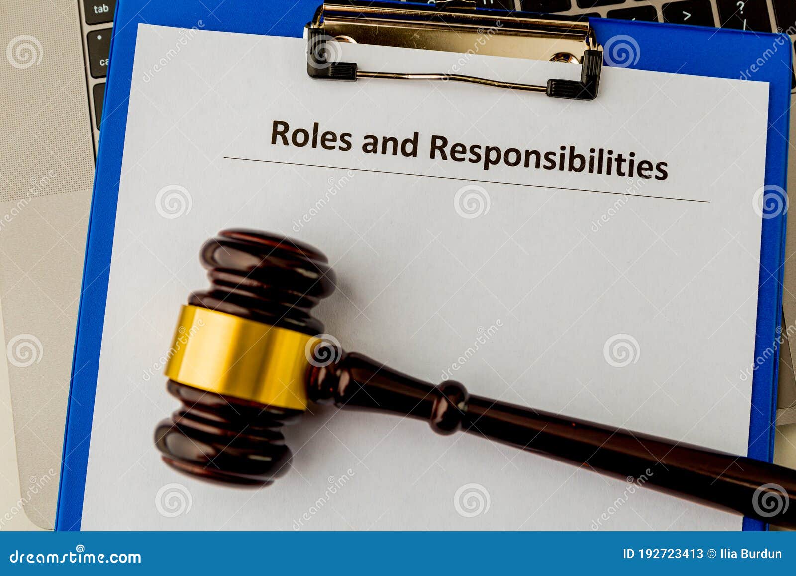 Roles and Responsibilities Paper Document at the Table. Stock Image ...