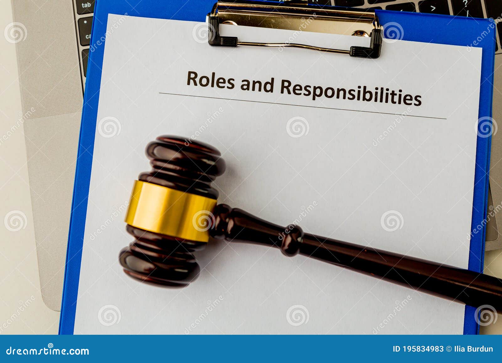 Roles and Responsibilities Paper Document at the Table. Stock Image ...