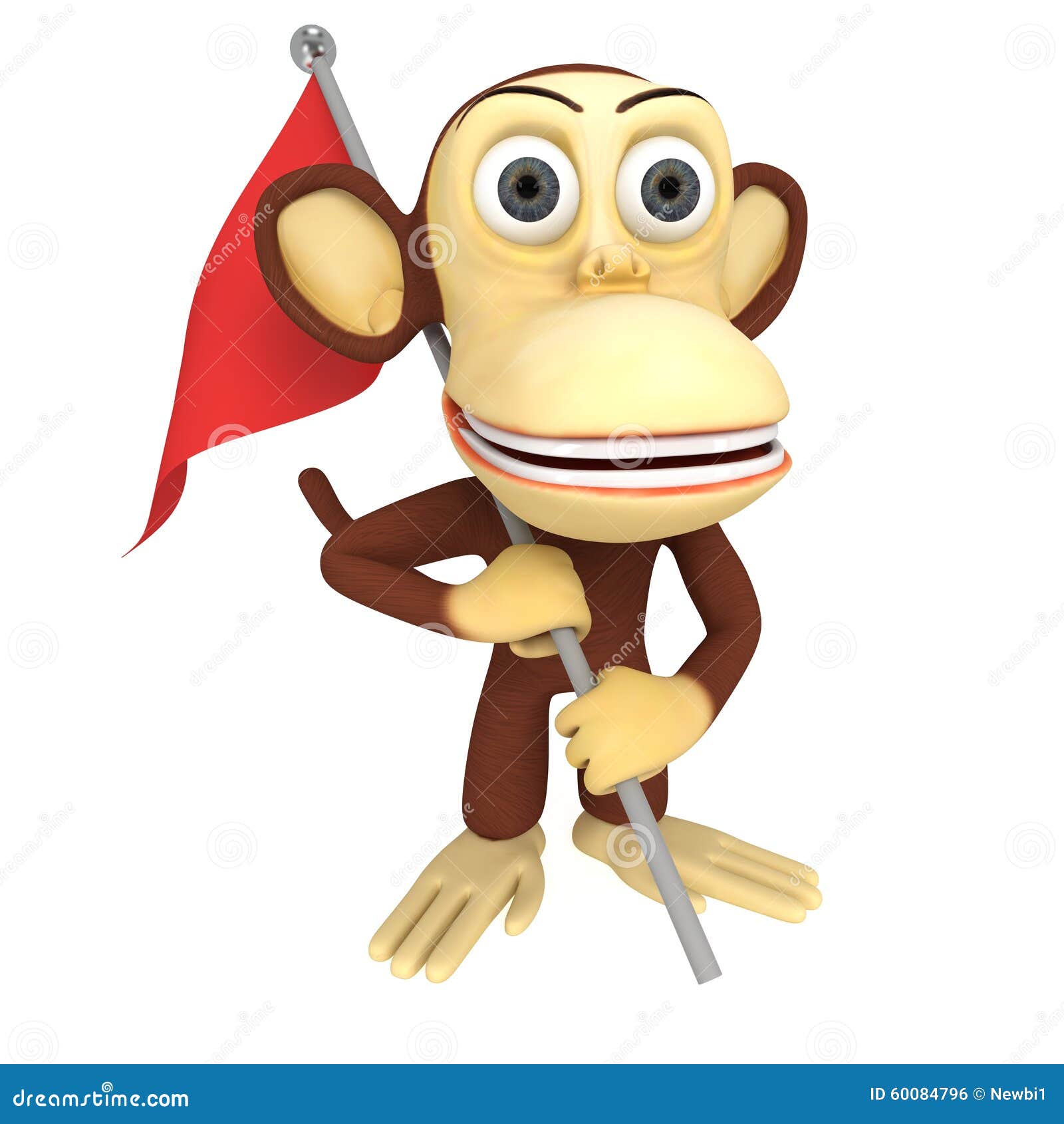 Rolig Apa 3d Med Testpunktflaggan Stock Illustrationer - Illustration ...