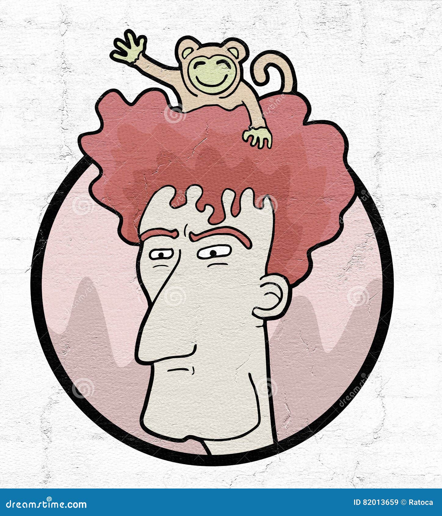 Rolig apa i huvud stock illustrationer. Illustration av litet - 82013659