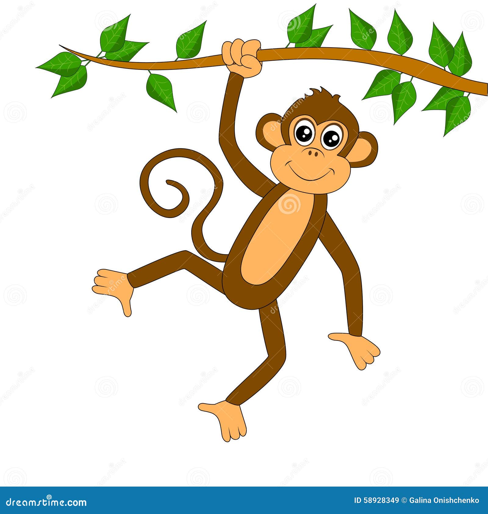 Rolig apa på vit bakgrund vektor illustrationer. Illustration av ...