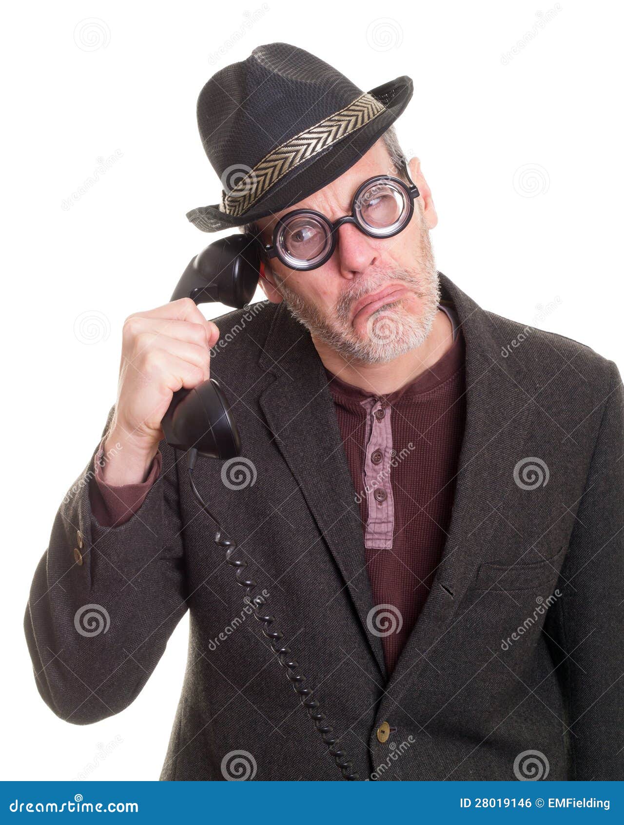 Rolig Man Som Lyssnar Till Ringa Arkivfoto - Bild av kusligt, nörd ...