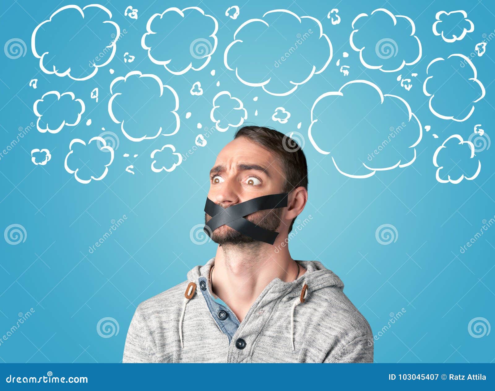 Rolig Person Med Den Tejpade Munnen Fotografering för Bildbyråer - Bild ...