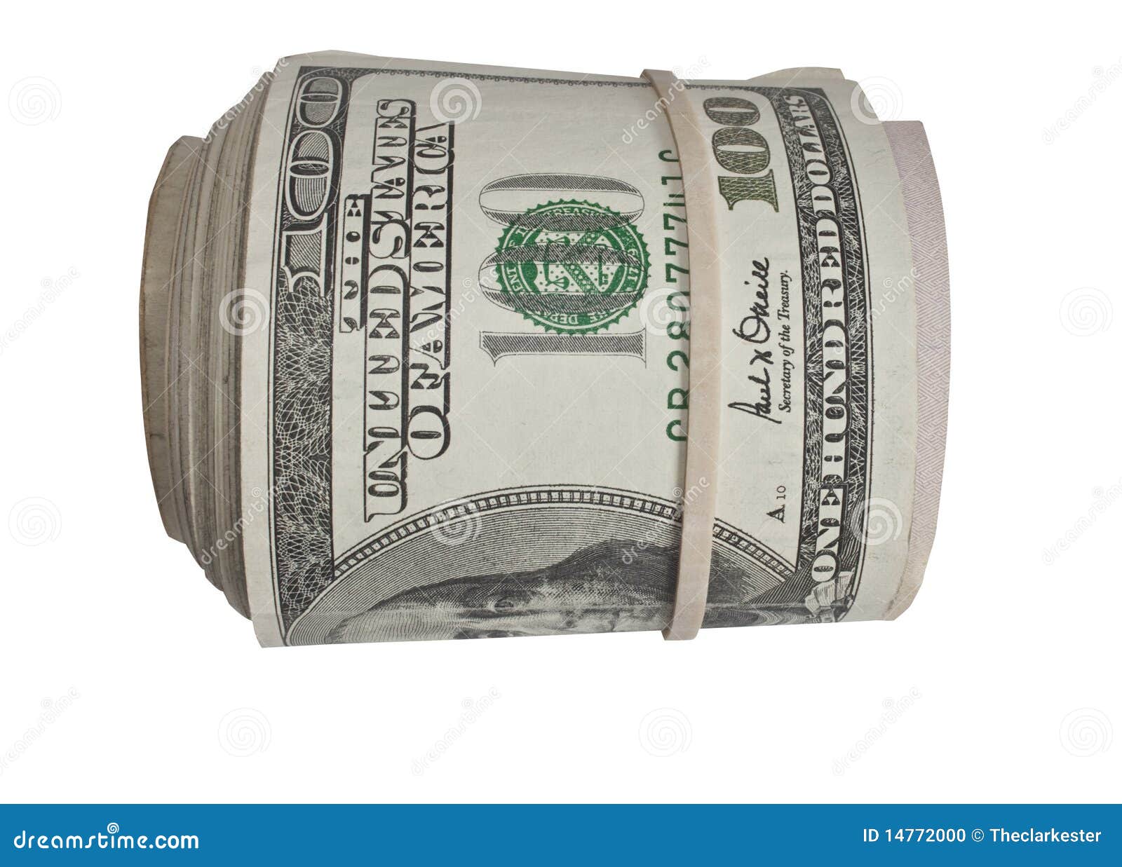 Roll of 100 dollar bills stock photo. Image of dollar - 14772000
