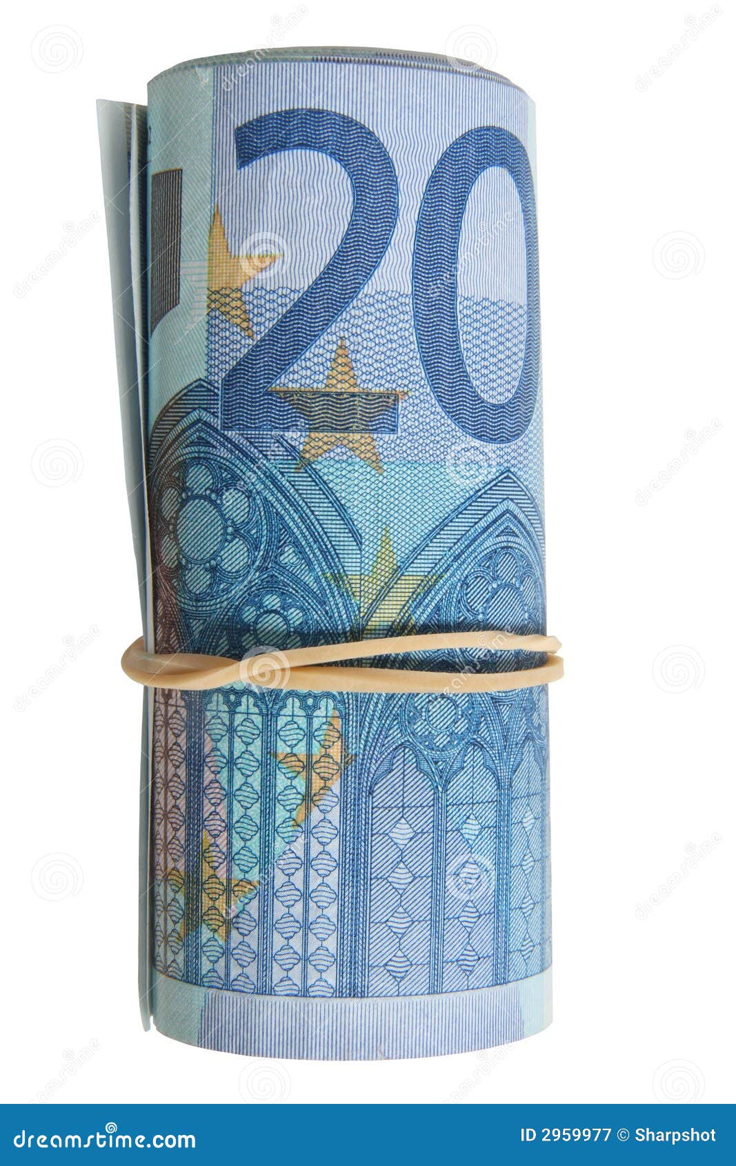 A roll of 20 Euro notes. stock image. Image of bill, money - 2959977