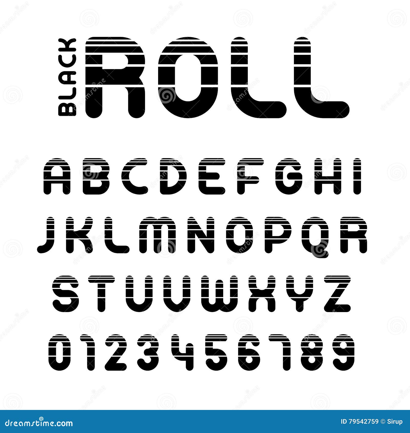 Roll Alphabet and Numbers with Stripes Stock Vector - Illustration of ...