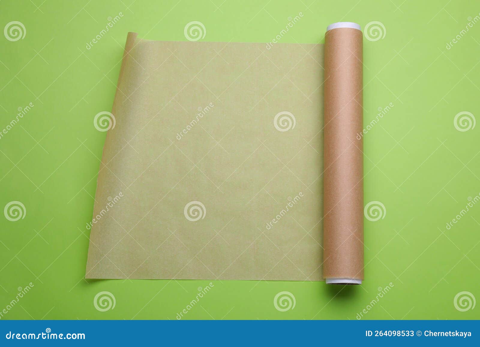 Roll of Baking Paper on Light Green Background, Top View Stock Image ...