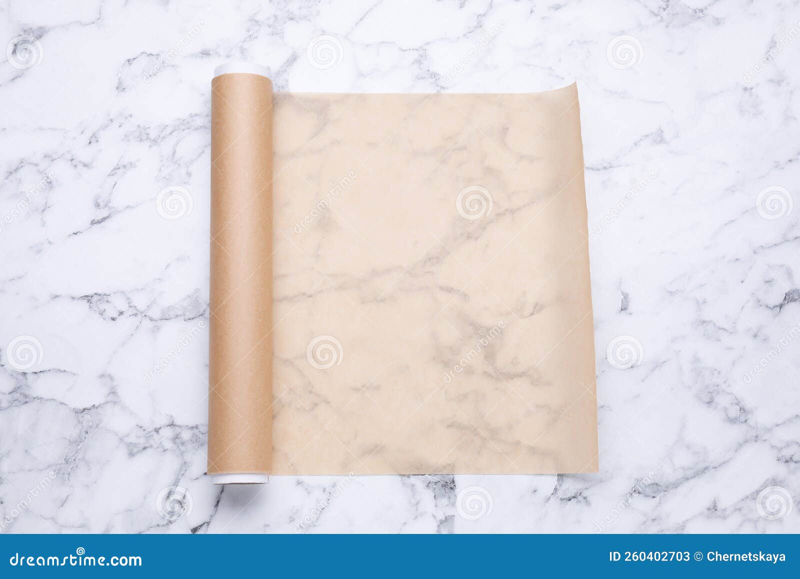 Roll of Baking Paper on White Marble Table, Top View Stock Image ...