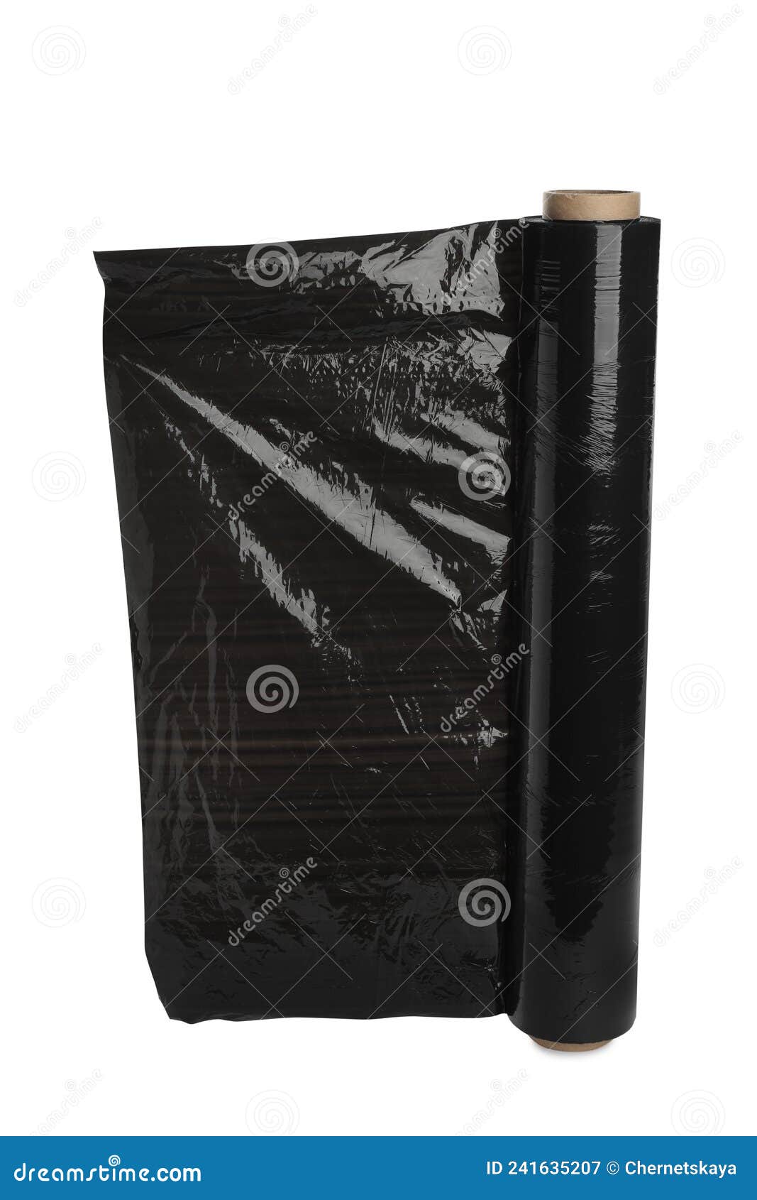 Roll of Black Plastic Stretch Wrap Film Isolated on White Stock Image ...