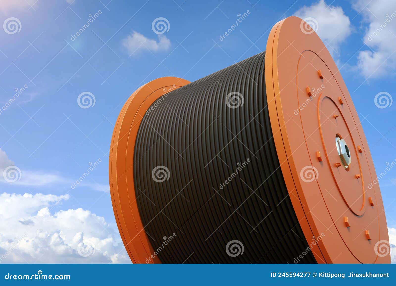 Roll The Cable Which Stretched Silhouette, Royalty-Free Stock Image ...