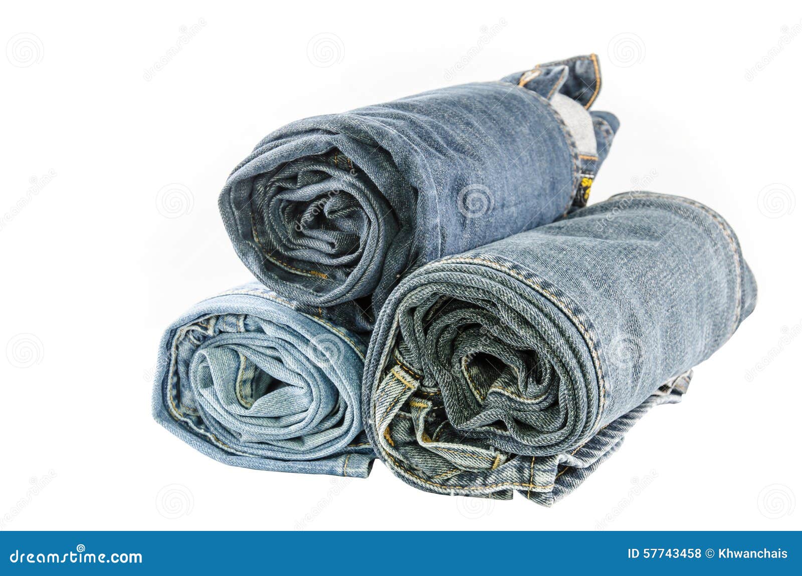 Roll Blue Denim Jeans Arranged in Stack Stock Photo - Image of ...