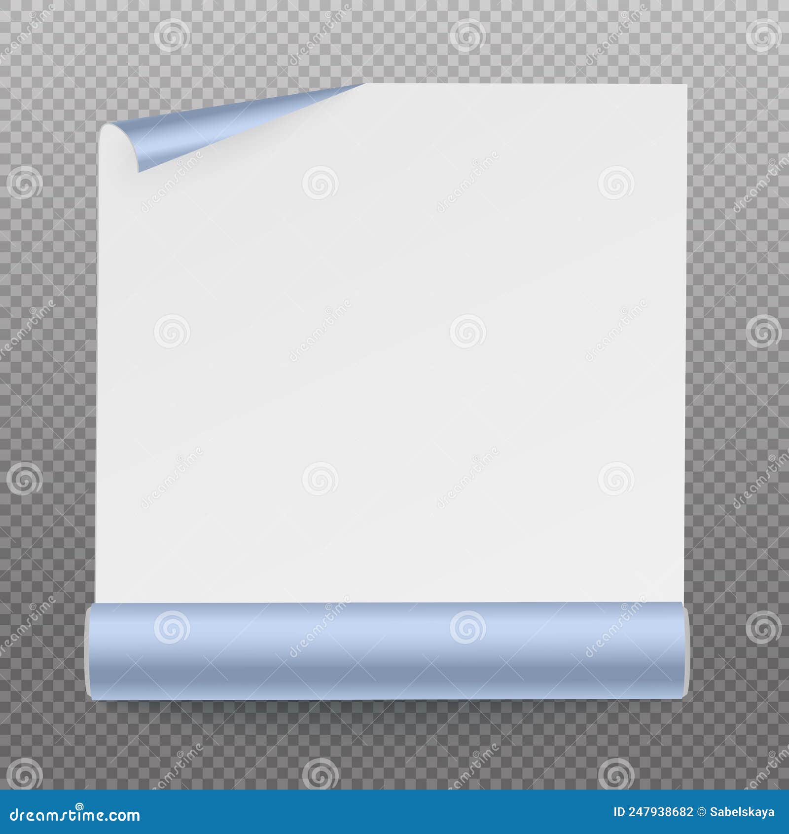 Roll of Blue Gift Paper, Vector Realistic Illustration on a Transparent ...