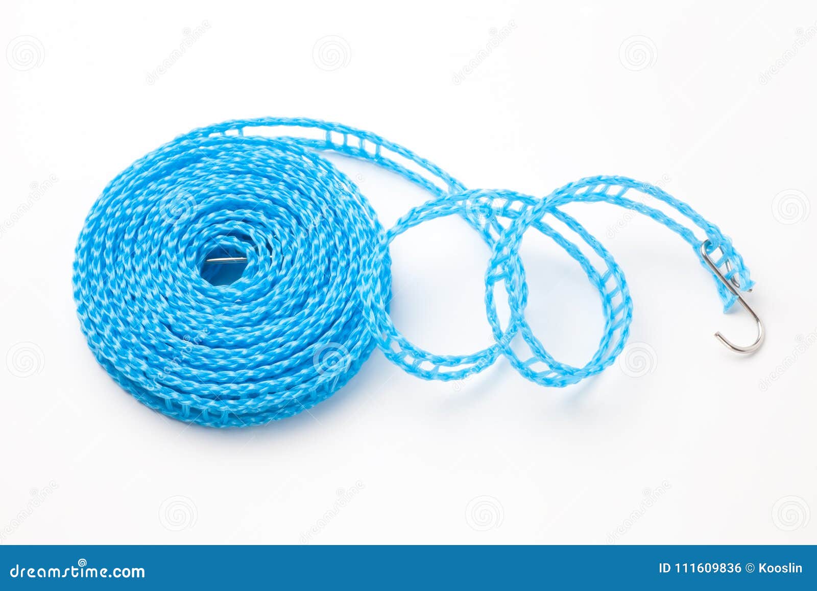 Blue plastic clothesline stock photo. Image of closeup - 111609836