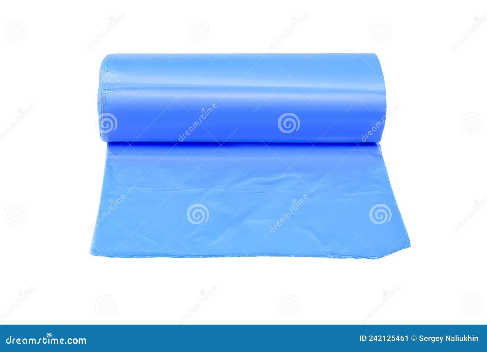 Roll of Blue Plastic Garbage Bags Isolated on a White Background Stock ...