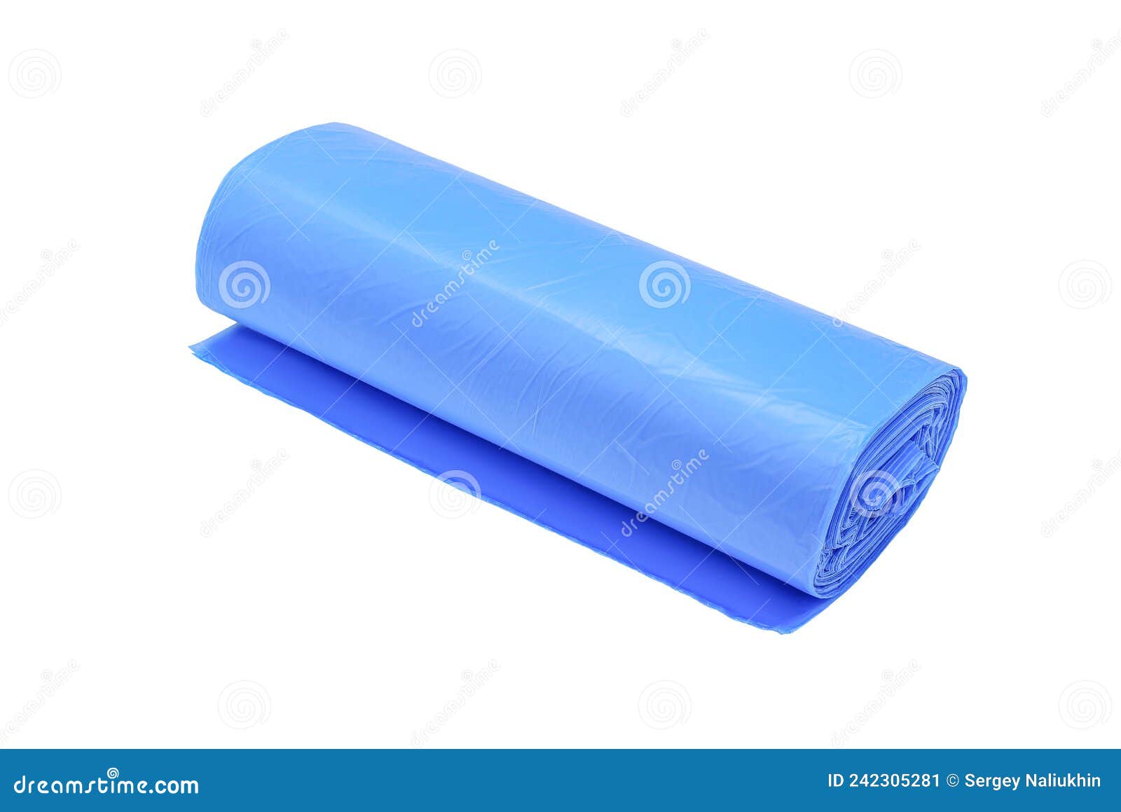 Roll of Blue Plastic Garbage Bags Isolated on a White Background Stock ...